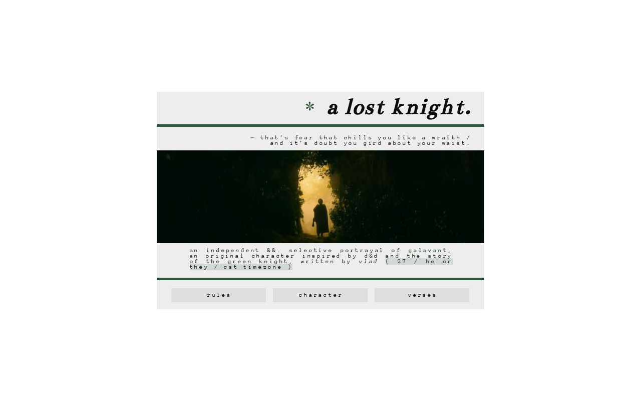 * a lost knight.